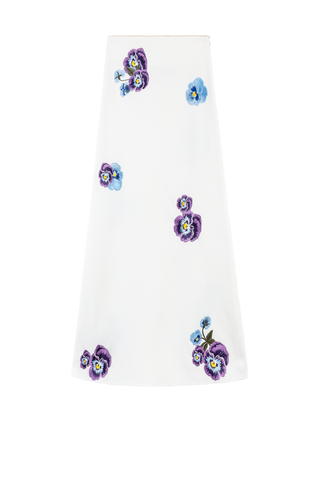 Mina Skirt - Pansy Embroidered Offwhite & Navy – Rosewater House