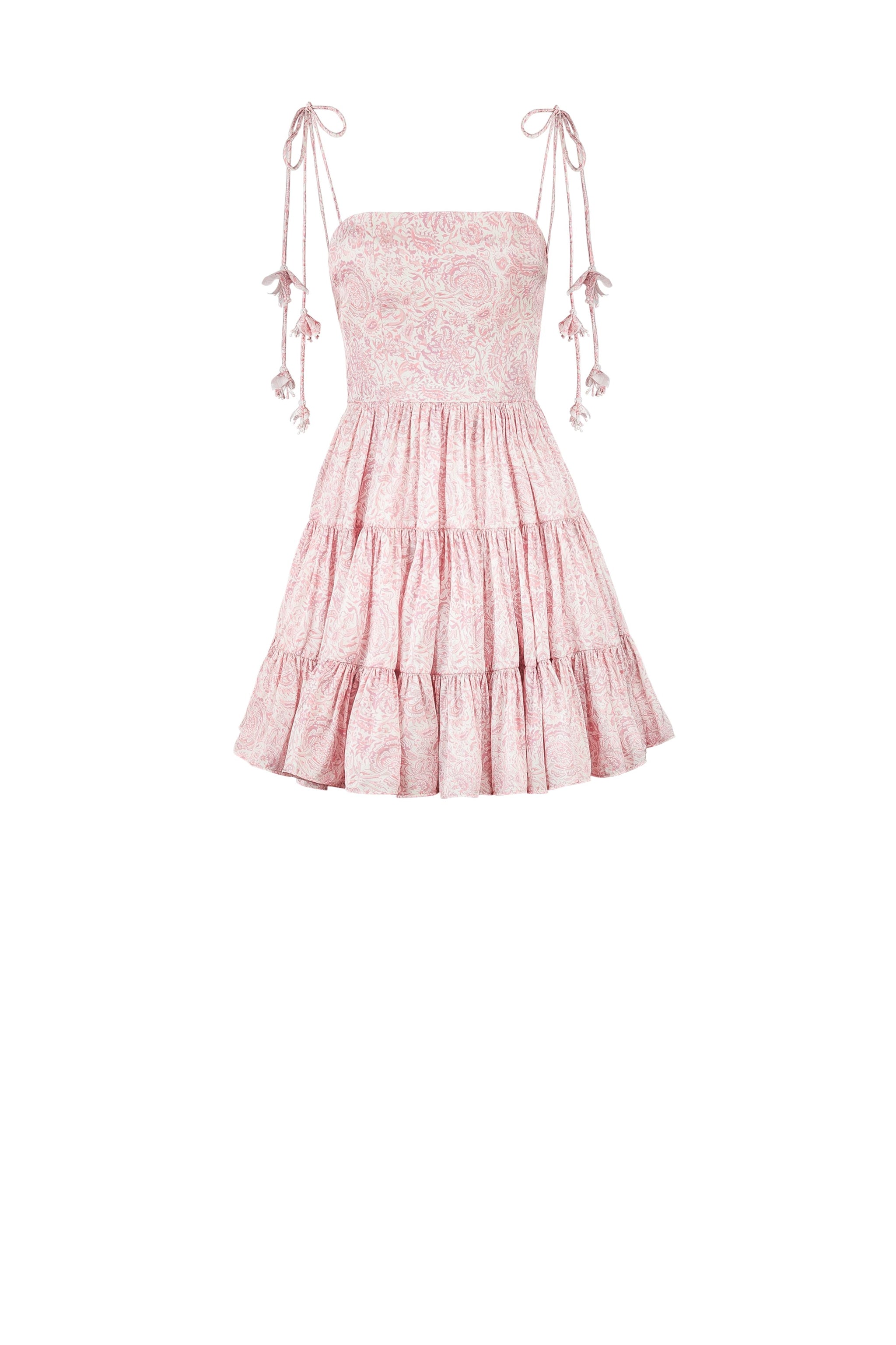 Sara Mini Dress - Printed Silk Pink | Rosewater House